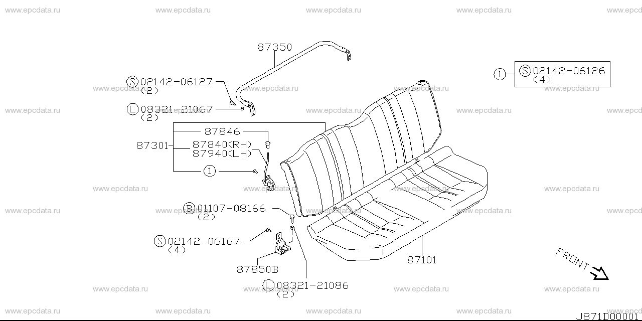 Rear seat for Suzuki Alto, CA72V 100001-180610 07.1986-07.1988 - Amayama