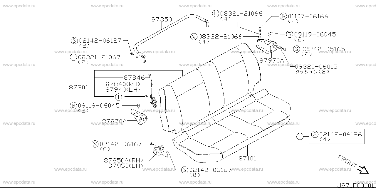 Rear seat for Suzuki Alto, CA72V 100001-180610 07.1986-07.1988 - Amayama